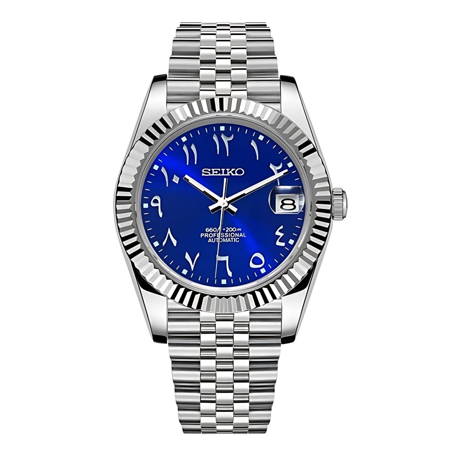 Seiko Mod Datejust Royal Blue Arabic | Inspirado en el Rolex Datejust